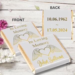 Personalised in Loving Memory Chocolate Favours White With Gold or ...