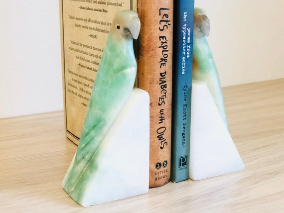 Alabaster Hand Carved Parrot Bookends Made in Italy | Etsy