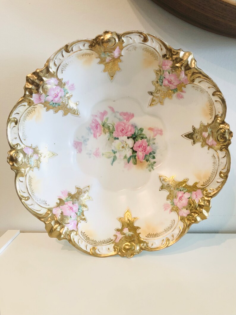 RS Prussia Floral Gold Trimmed Bowl - Etsy