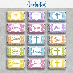 EASTER Jesus Loves You Miniature Candy Bar Wrappers Tray & Gift Tag ...
