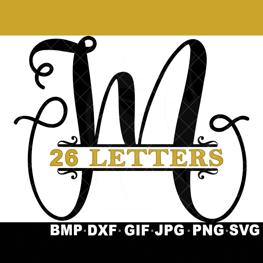 SVG 26 Monogram Letters Bundle Script Font Cricut Silhouette Inkspace ...