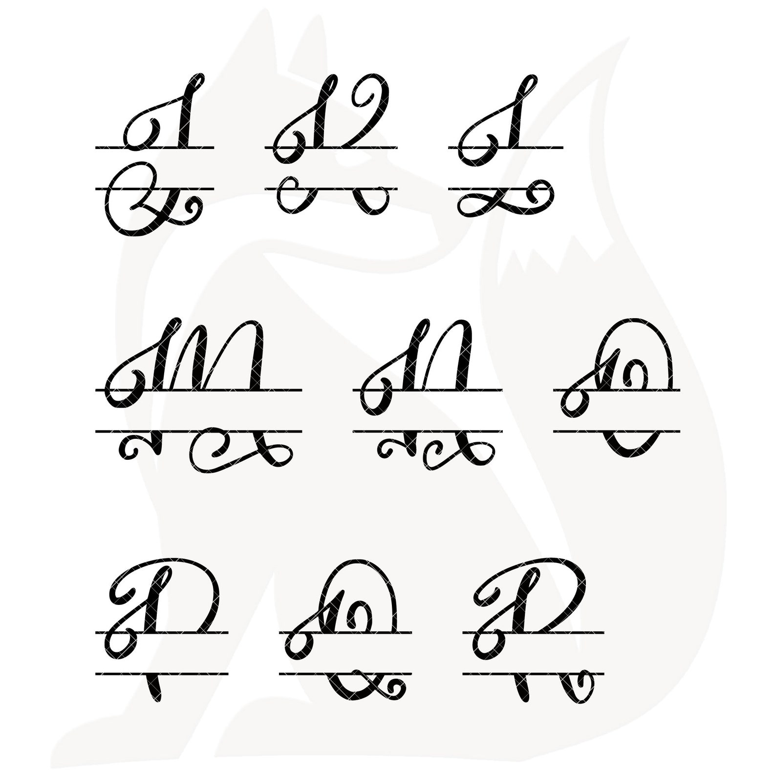 SVG 26 Monogram Letters Bundle Script Font Cricut Silhouette Inkspace ...