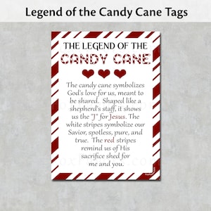 Legend of the Candy Cane Printable Tag, Candy Cane Poem Christmas Tags ...