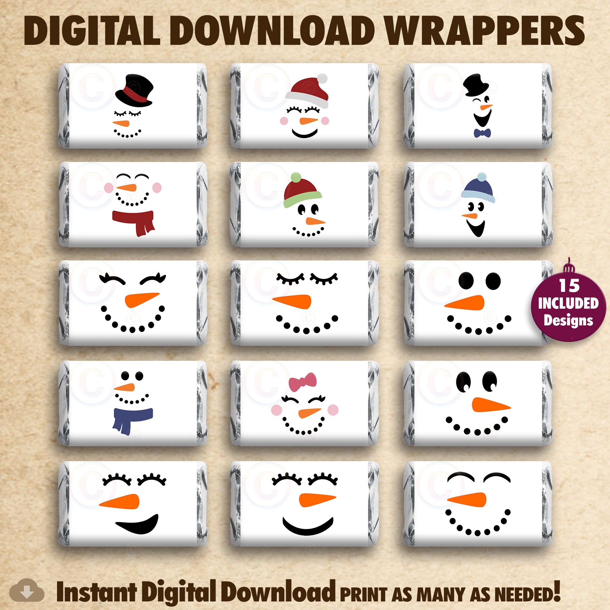 15 INSTANT DOWNLOAD CHRISTMAS Digital Miniature Candy Bar | Etsy