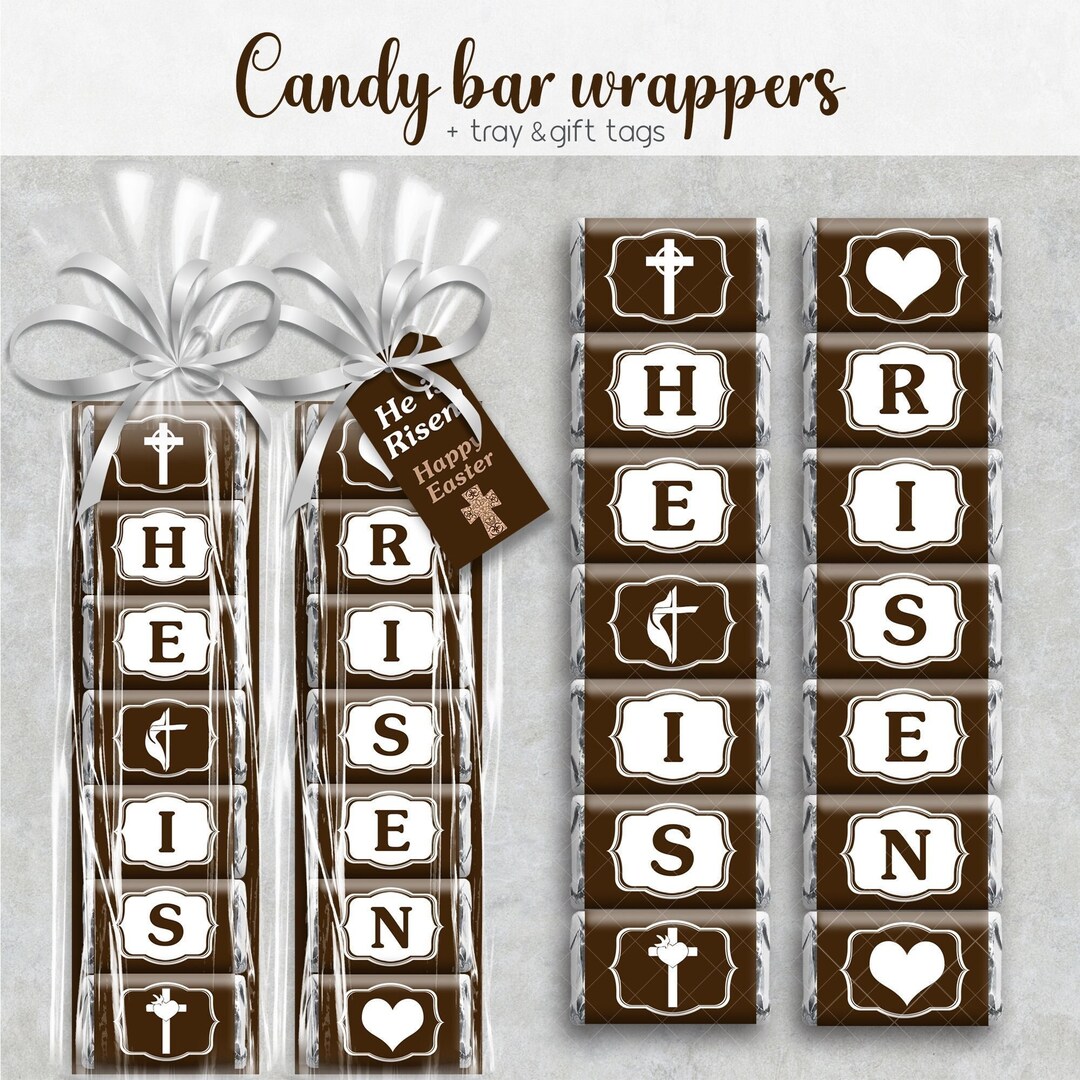 EASTER He is Risen Miniature Candy Bar Wrapper With Tray & Gift Tag ...