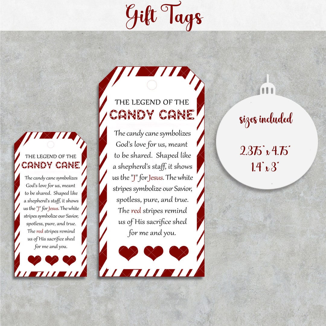 Legend of the Candy Cane Printable Tag, Candy Cane Poem Christmas Tags ...