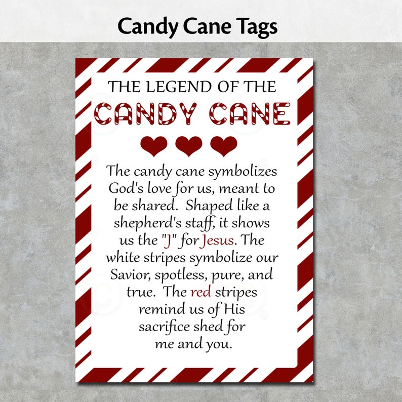 Legend of the Candy Cane Printable Tag Candy Cane Poem - Etsy