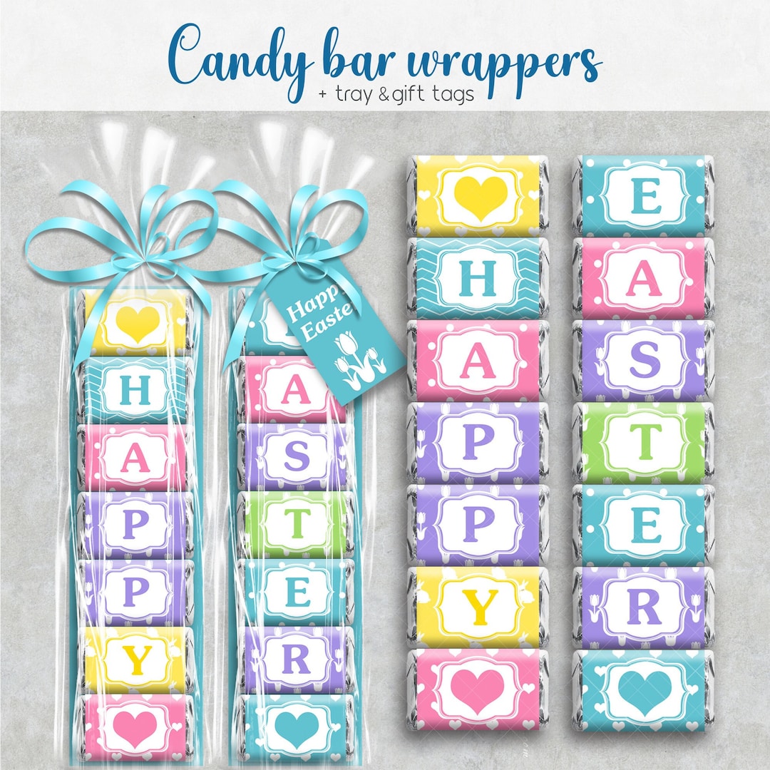 EASTER BUNNIES Happy Easter Alphabet Letter Miniature Candy Bar ...