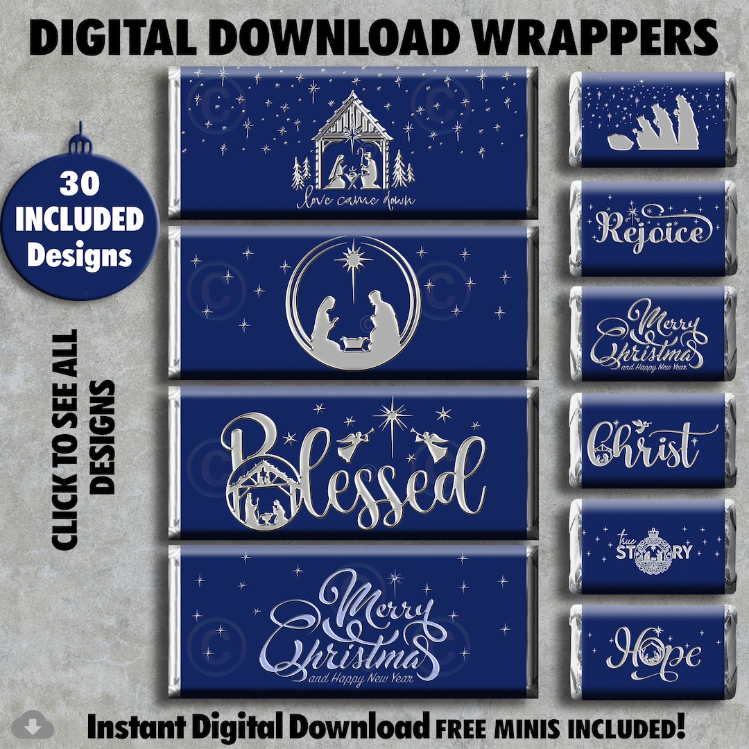 INSTANT DIGITAL Download Merry Christmas Chocolate Candy Bar Wrappers ...