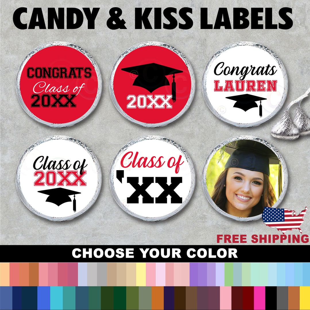 PERSONALIZED CUSTOM CONGRATULATIONS Graduate Chocolate Kiss Stickers ...