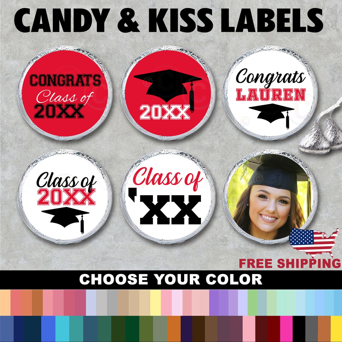 PERSONALIZED CUSTOM CONGRATULATIONS Graduate Chocolate Kiss Stickers ...