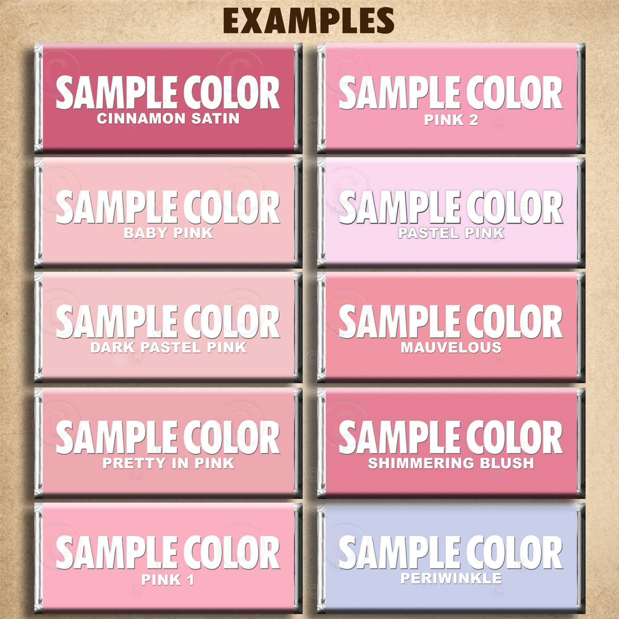 Color Choices for CUSTOM PERSONALIZED Candy Bar Wrappers Thank - Etsy