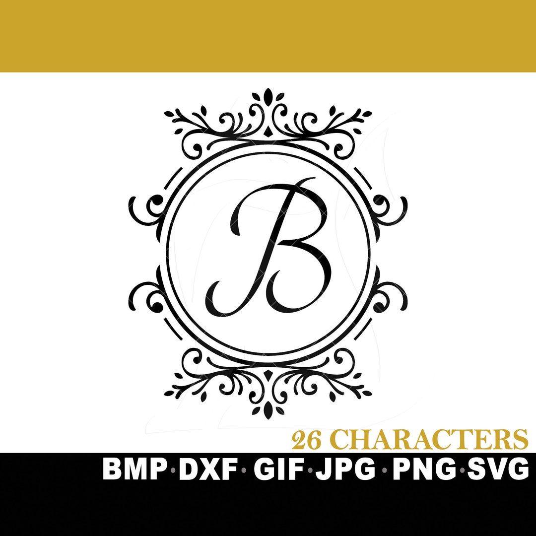 SVG 26 Monogram Letters Bundle Script Font Cricut Silhouette Inkspace ...