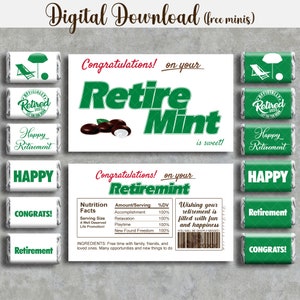 CONGRATS RETIREMENT is SWEET Instant Download 3.5 Oz Chocolate Mints ...