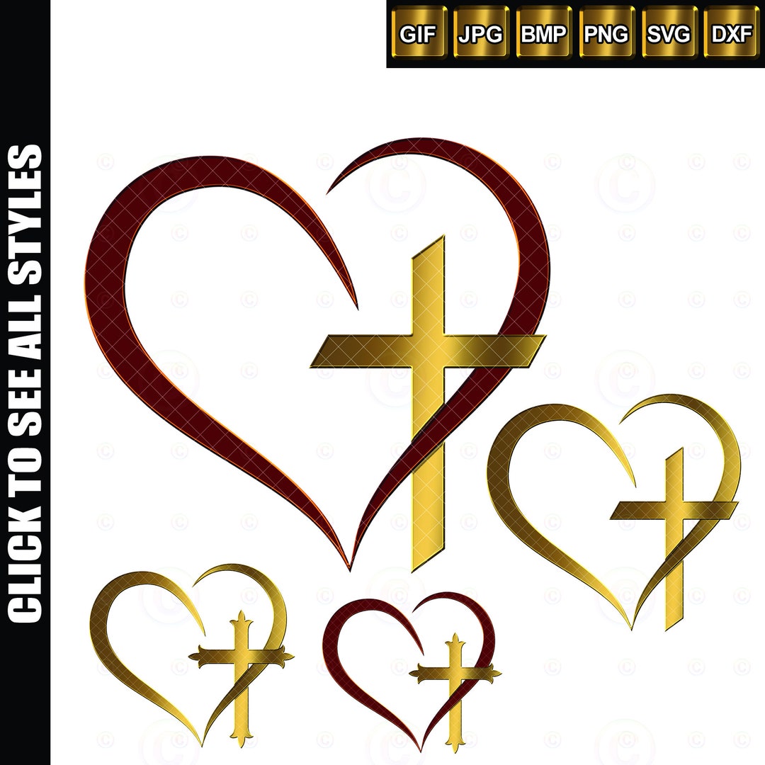 8 SVG Cross Heart Bundle Script Font Cricut Silhouette Inkspace JPG Png ...