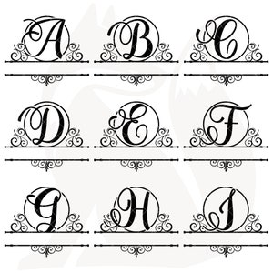 SVG 26 Monogram Letters Bundle Script Font Cricut Silhouette Inkspace ...