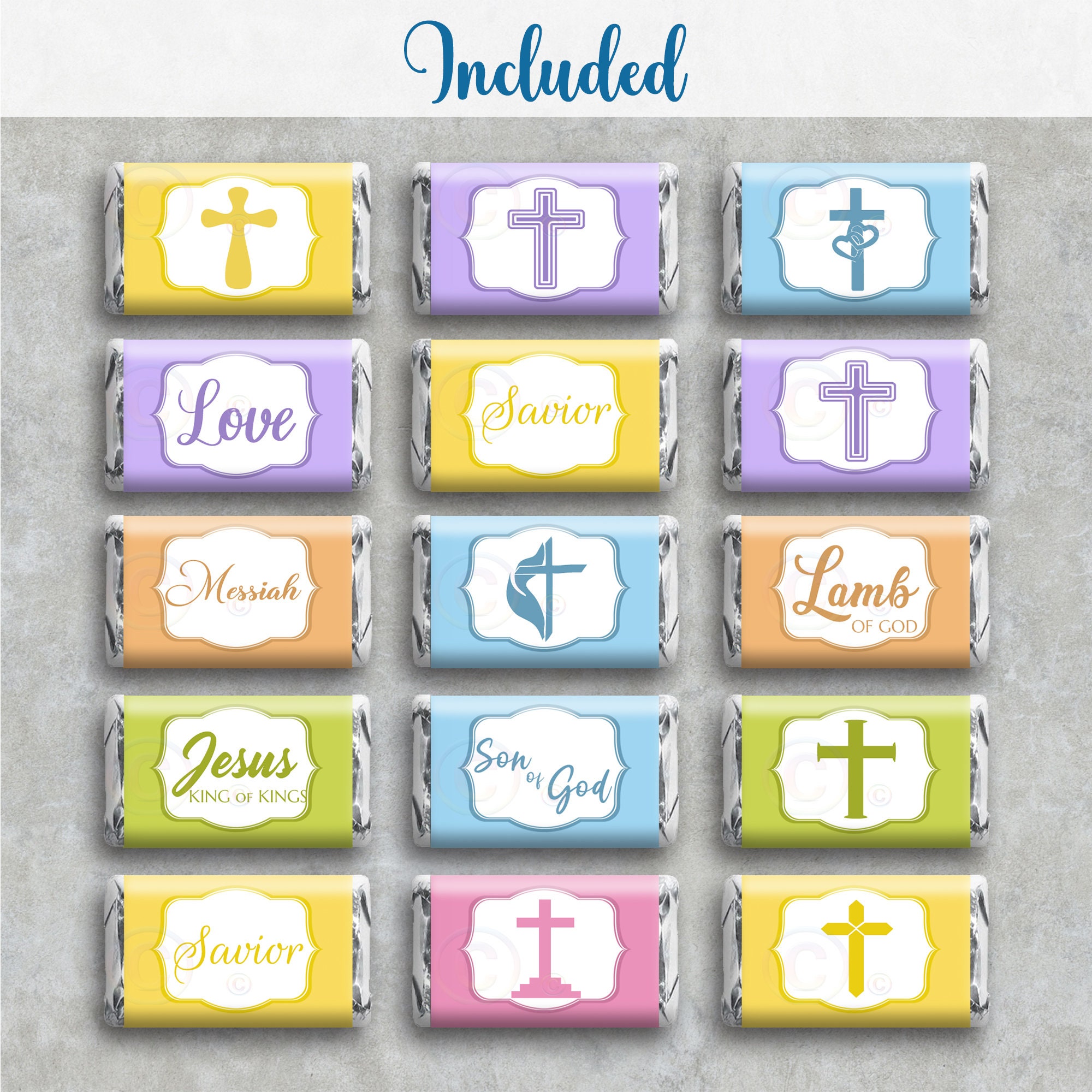 EASTER Jesus Loves You Miniature Candy Bar Wrappers + Tray & Gift Tag ...