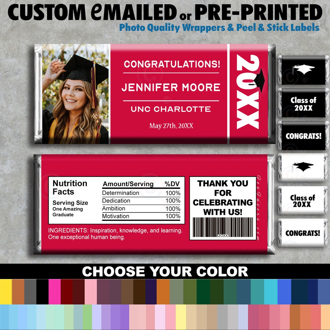 2024 Graduation Candy Wrapper With Photo Portrait Picture Class of 2024 ...