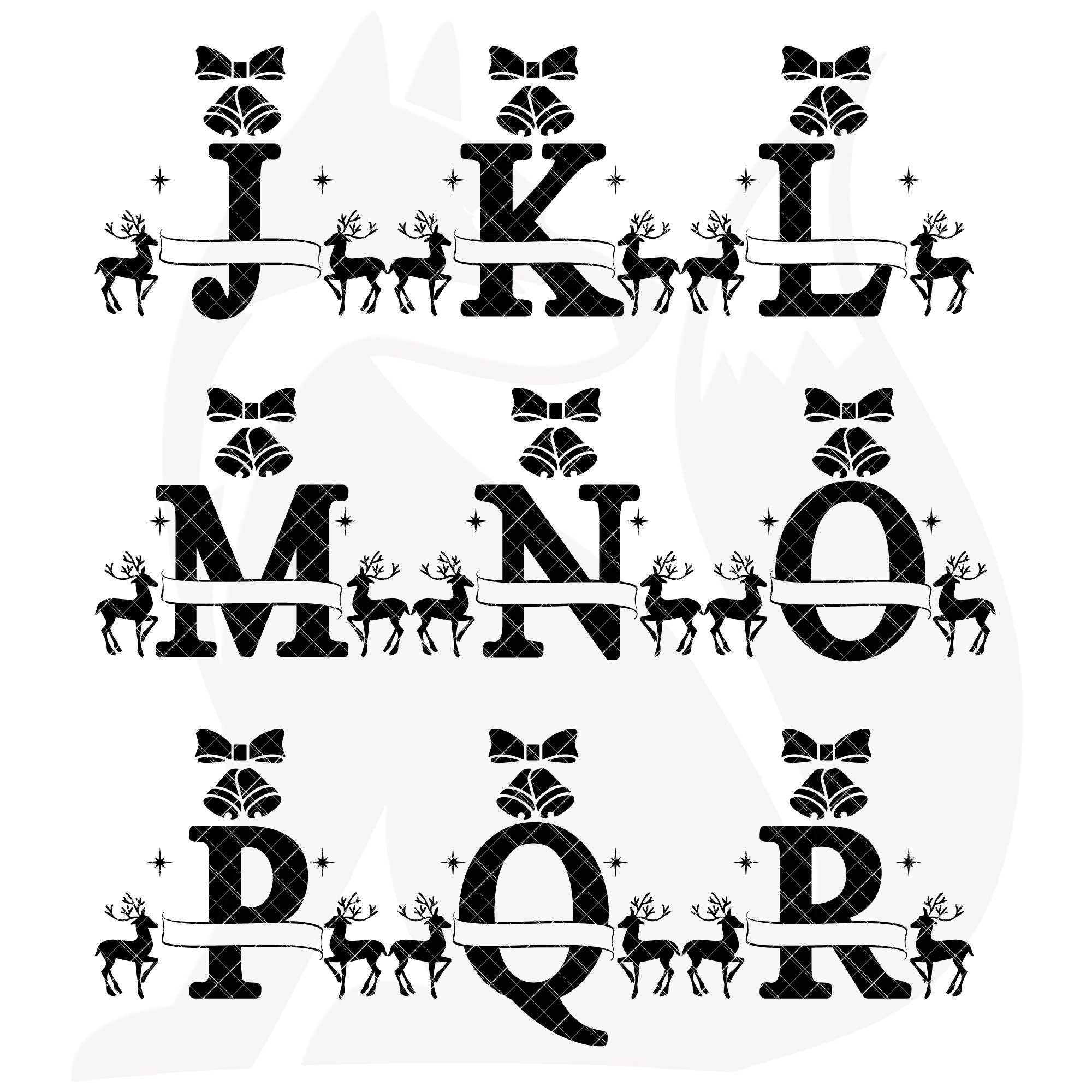 SVG 52 Christmas Split Monogram Letters Bundle Font Cricut - Etsy