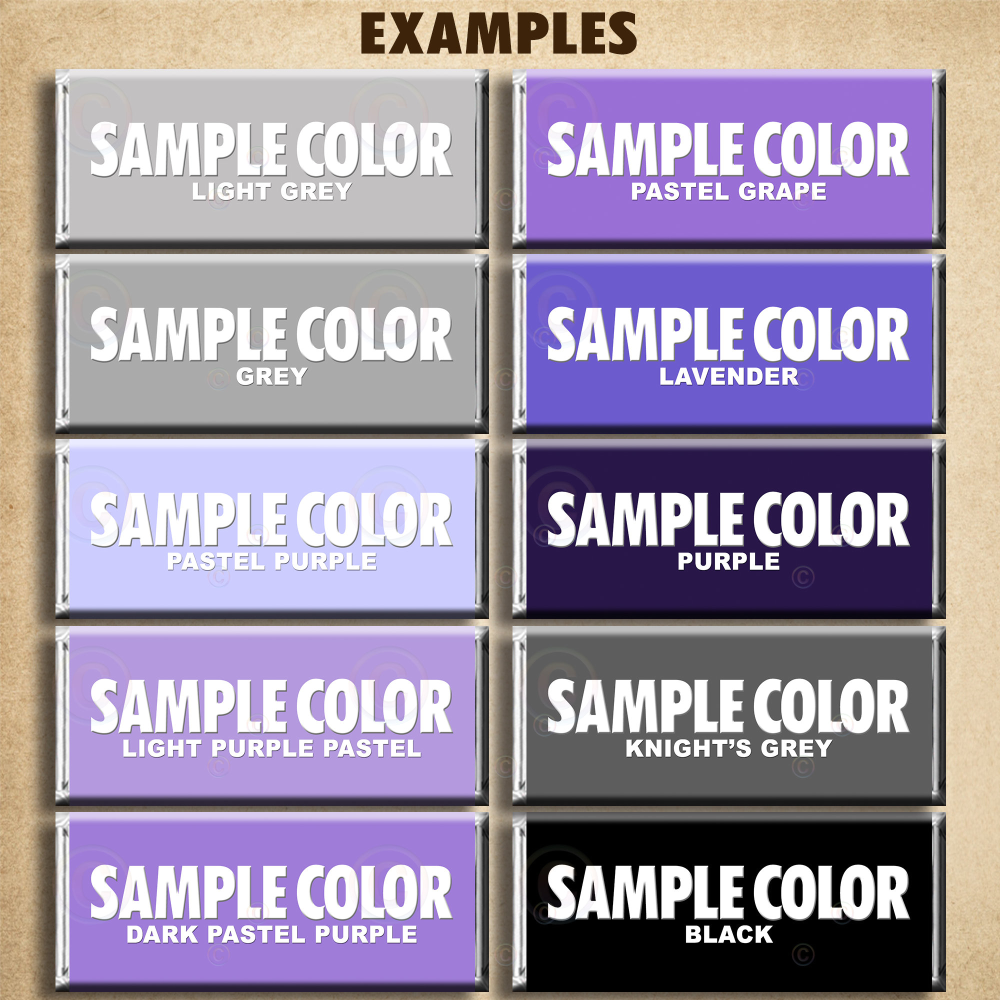 Color Choices for CUSTOM PERSONALIZED Candy Bar Wrappers Thank - Etsy