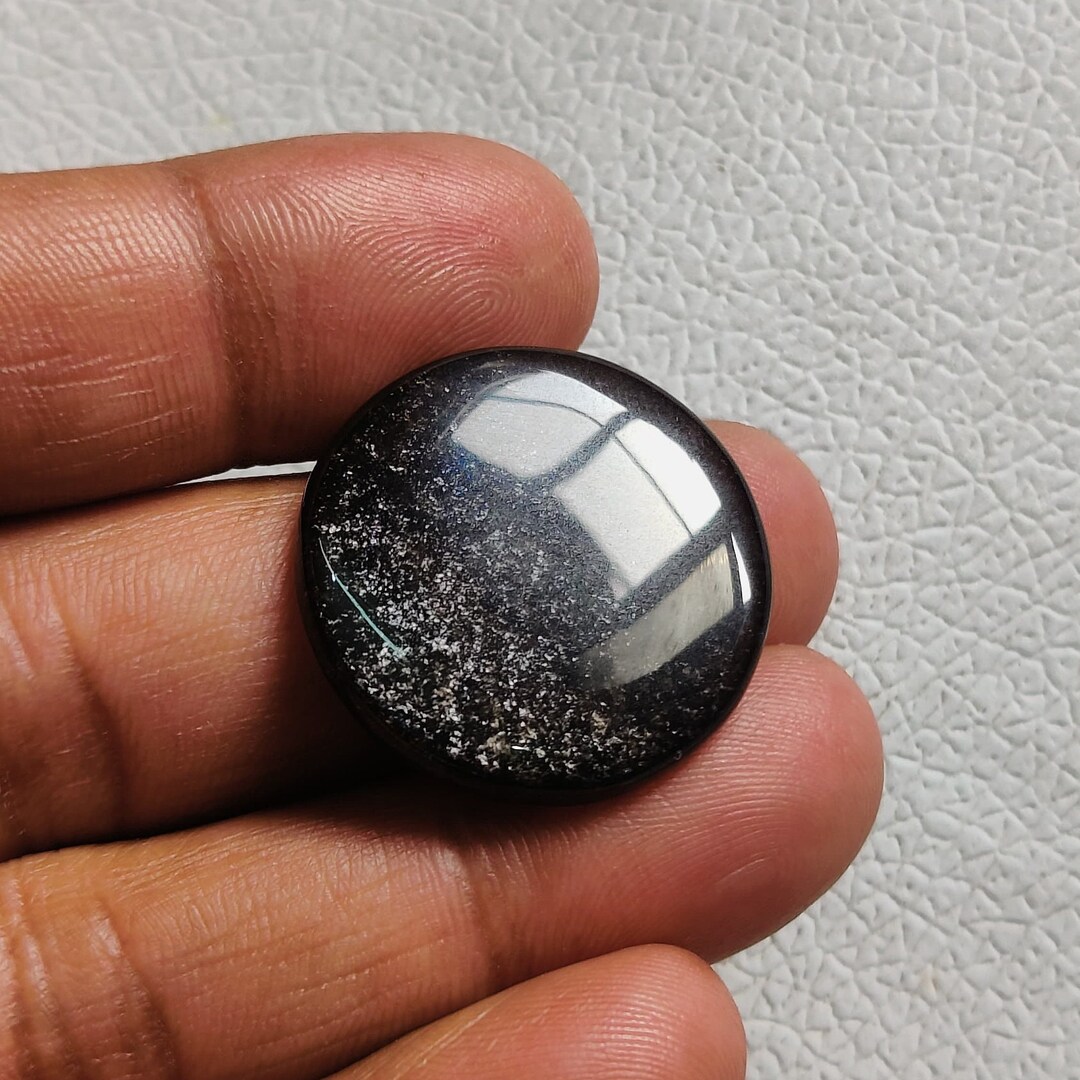 Silver Obsidian Flat Back Hand Polish Loose Gemstone Natural Golden ...