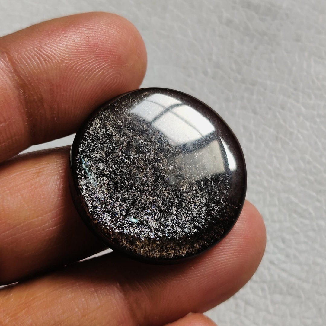 Silver Obsidian Flat Back Hand Polish Loose Gemstone Natural Golden ...