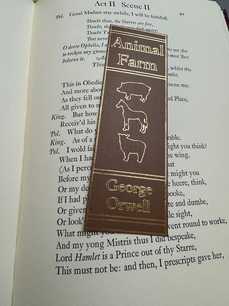 Animal Farm by George Orwell - Gold Foil Bookmark - Etsy