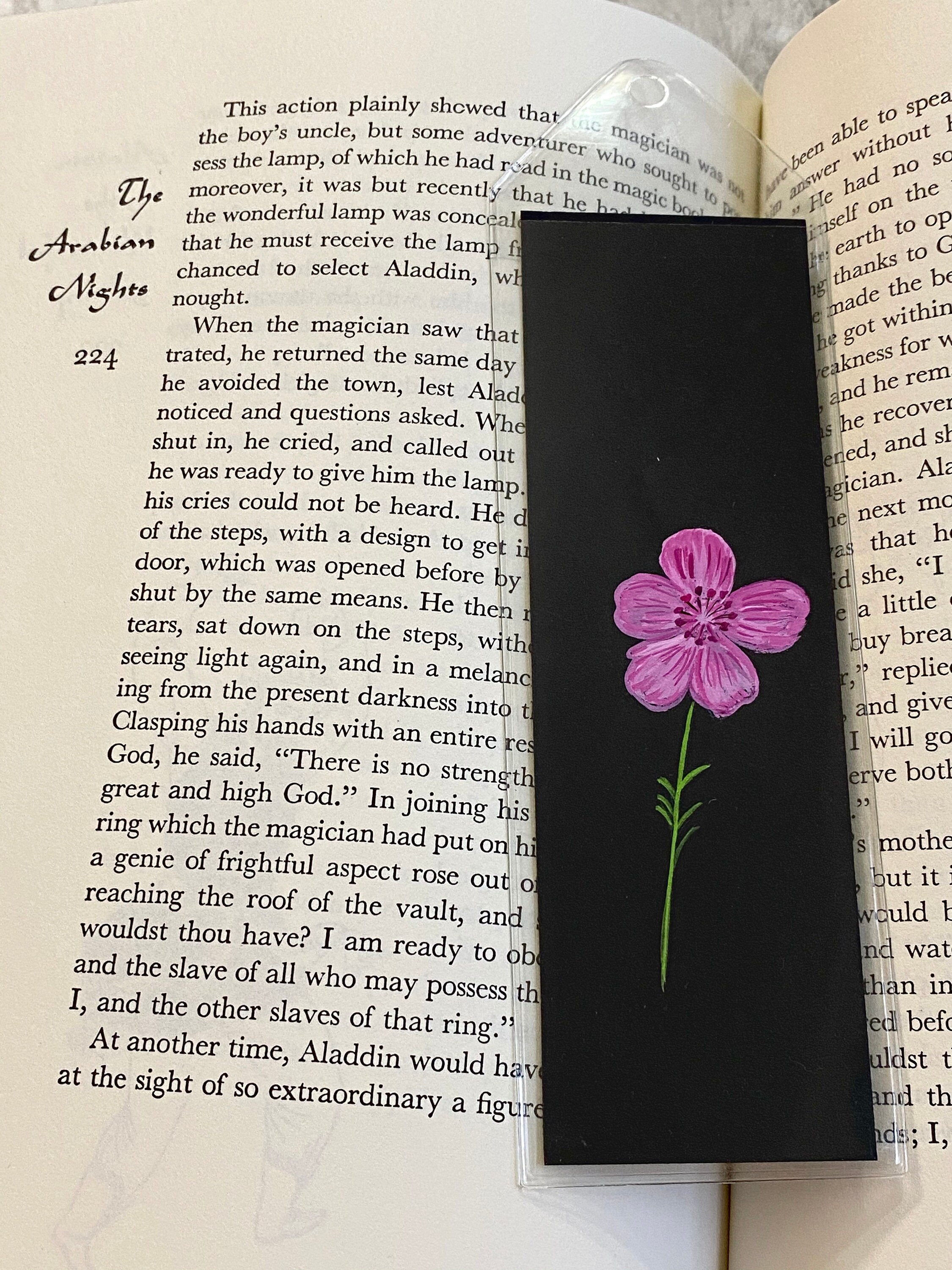 Hand Painted Bookmark pink Flower/ Christmas Gift/ | Etsy