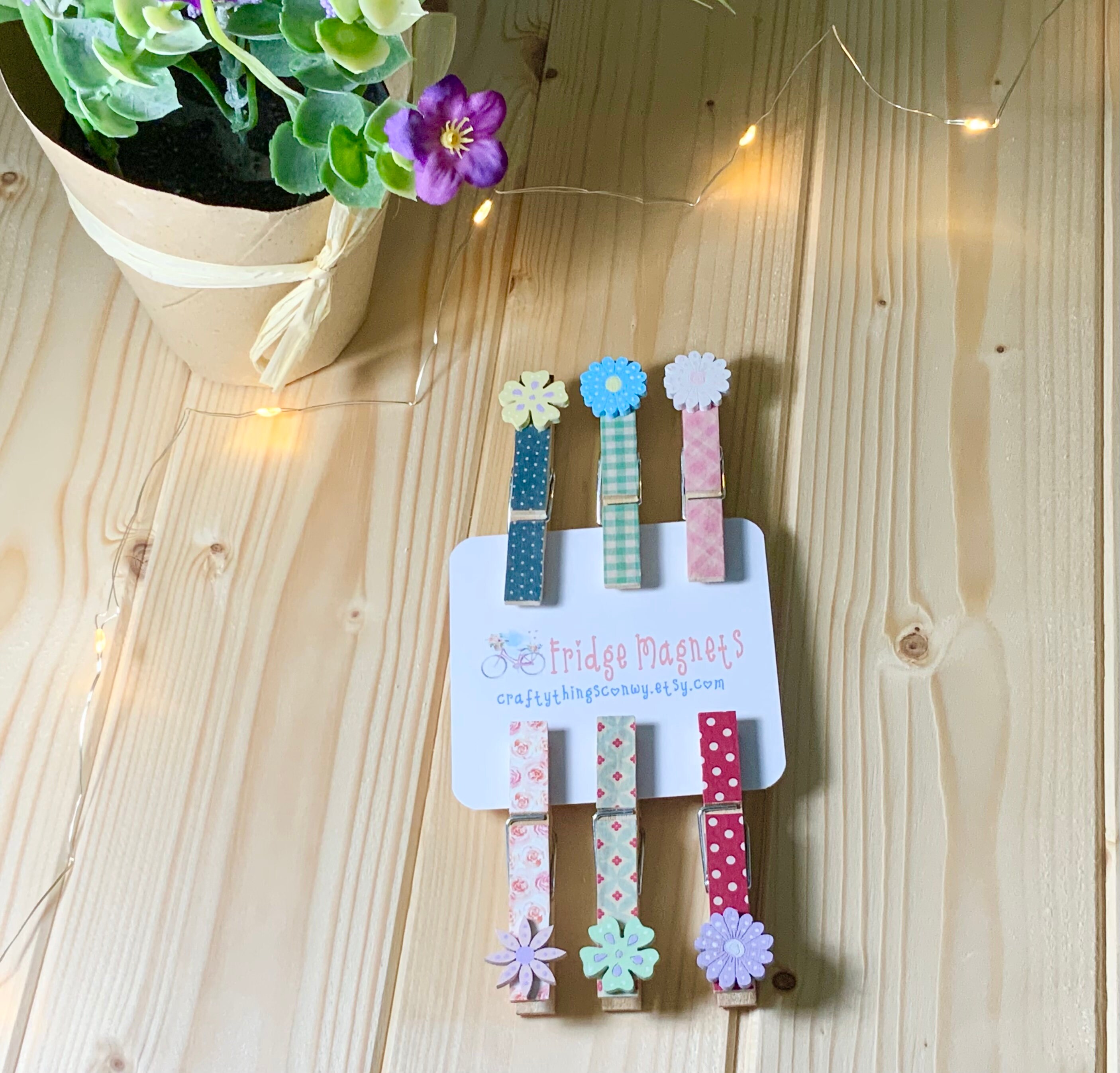 Kitchen Décor Home & Living Magnetic Pegs Pink Roses Peg Magnets Shabby ...