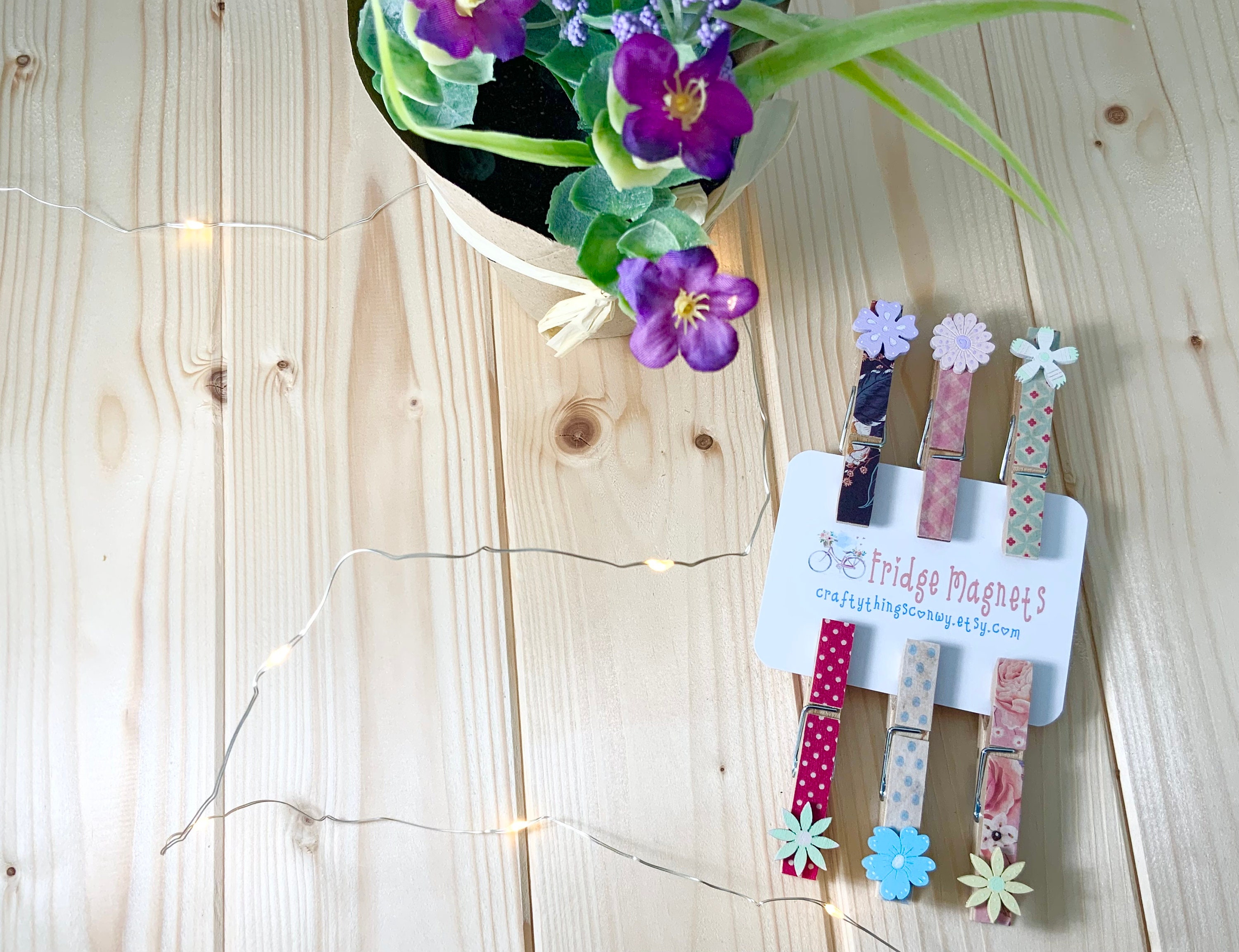 Kitchen Décor Home & Living Magnetic Pegs Pink Roses Peg Magnets Shabby ...