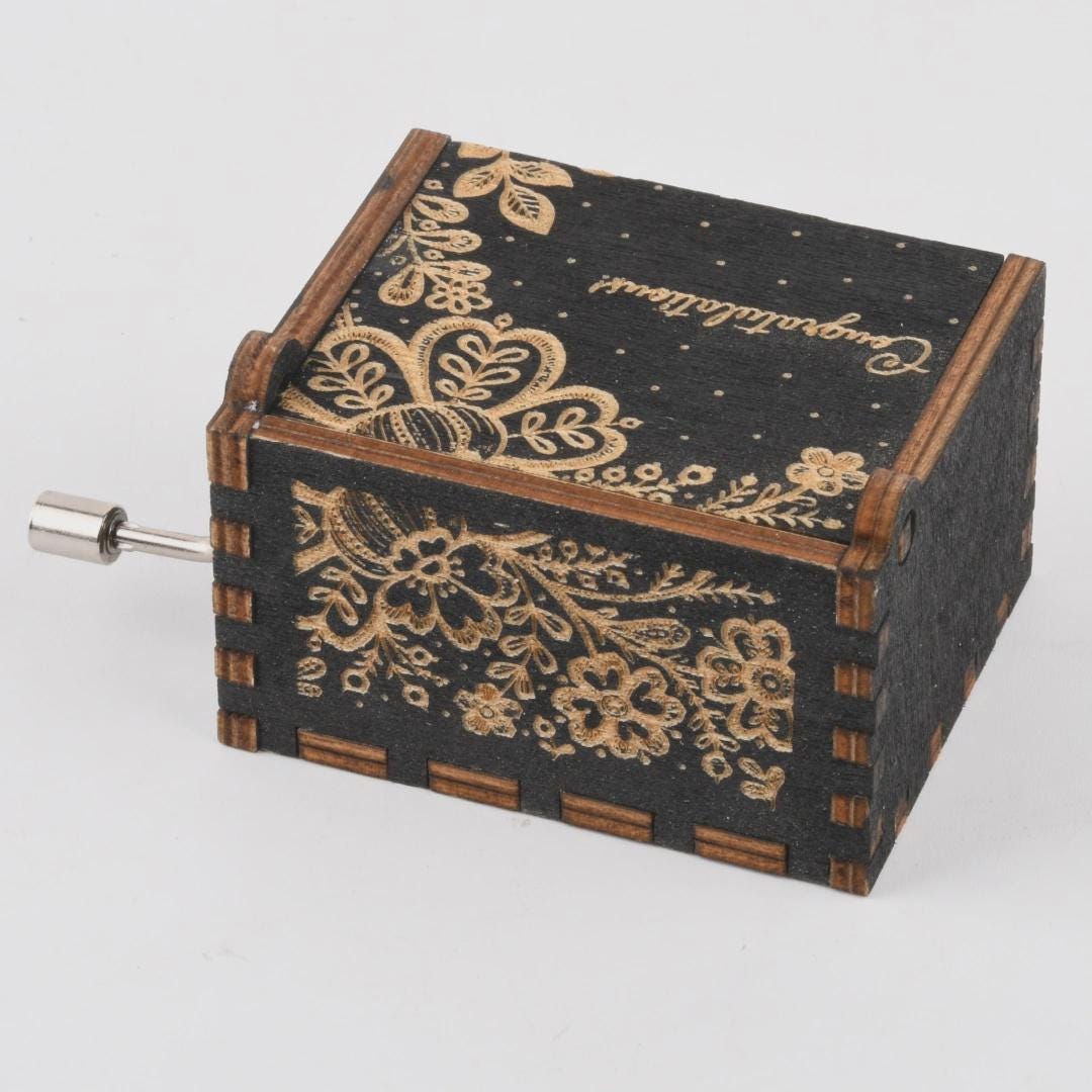 Engraved Floral Wooden Music Box | Custom Song, Personalized Keepsake ...