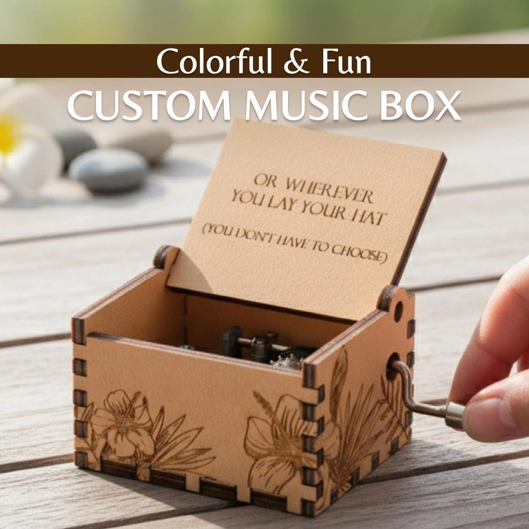 Tropical Flower Music Box | Personalized Engraved Wood Gift - Etsy