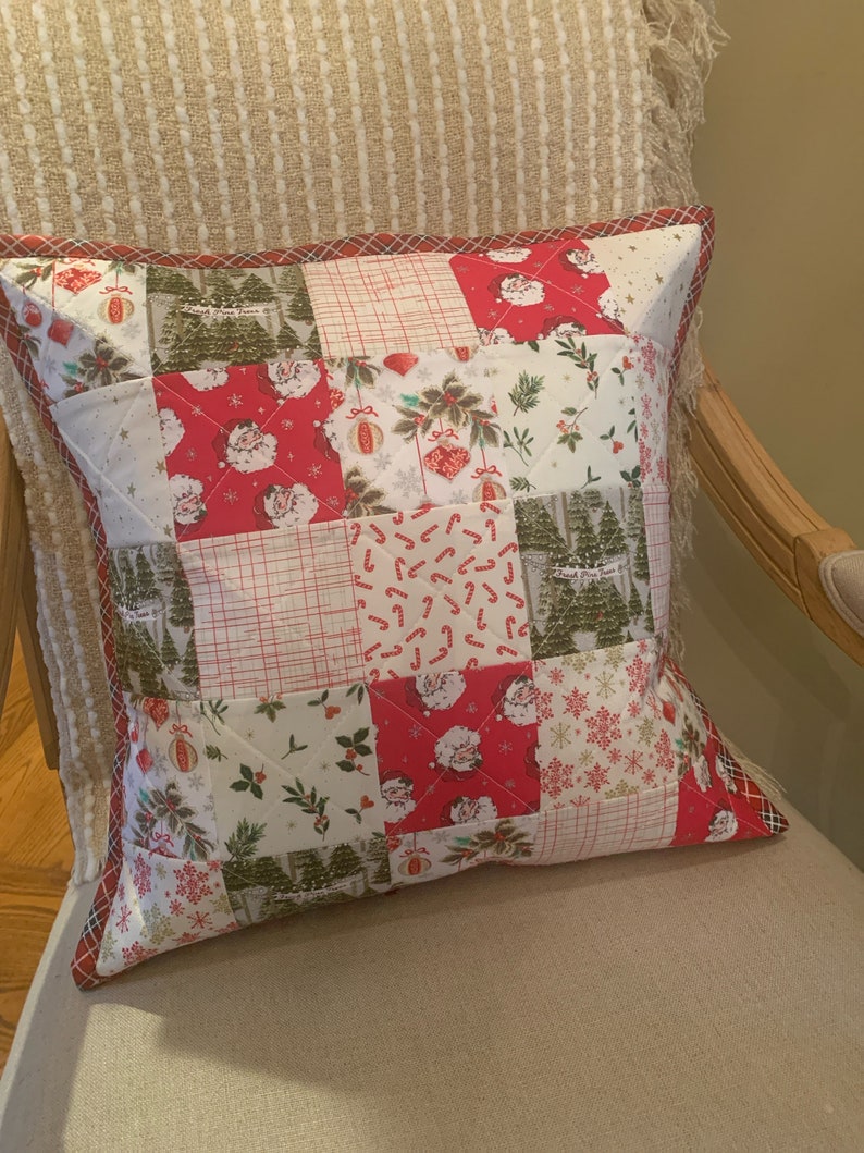 Quilted Christmas Patchwork Pillowcover-18" Square-winter Decor ...