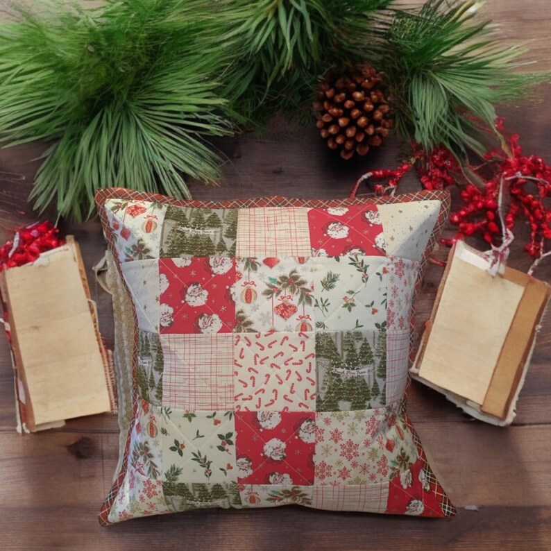 Quilted Christmas Patchwork Pillowcover-18" Square-winter Decor ...