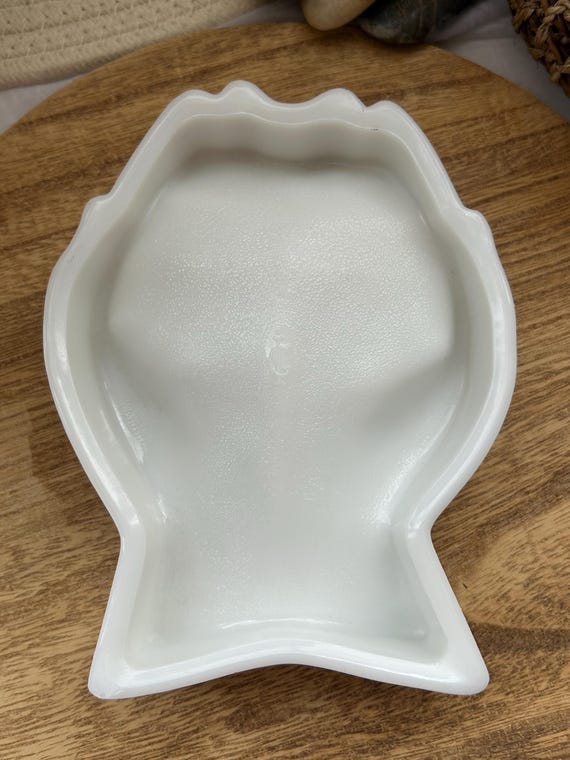 Vintage Imperial Glass Milk Glass Open Hands Ring Dish - Gem