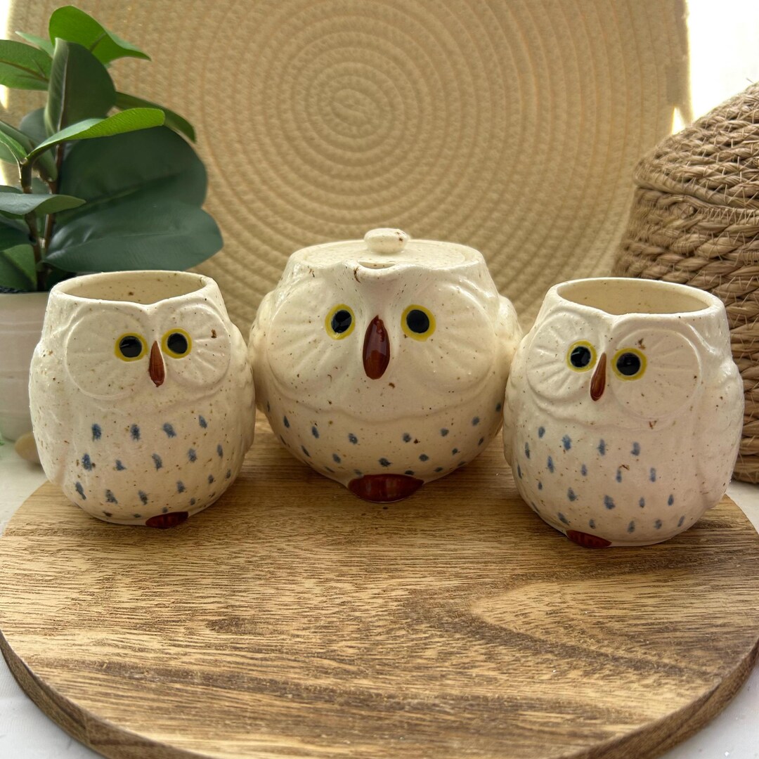 Vintage Japanese Kotobuki Snow Owl Tea Set Teapot and 2 Tea Cups - Etsy
