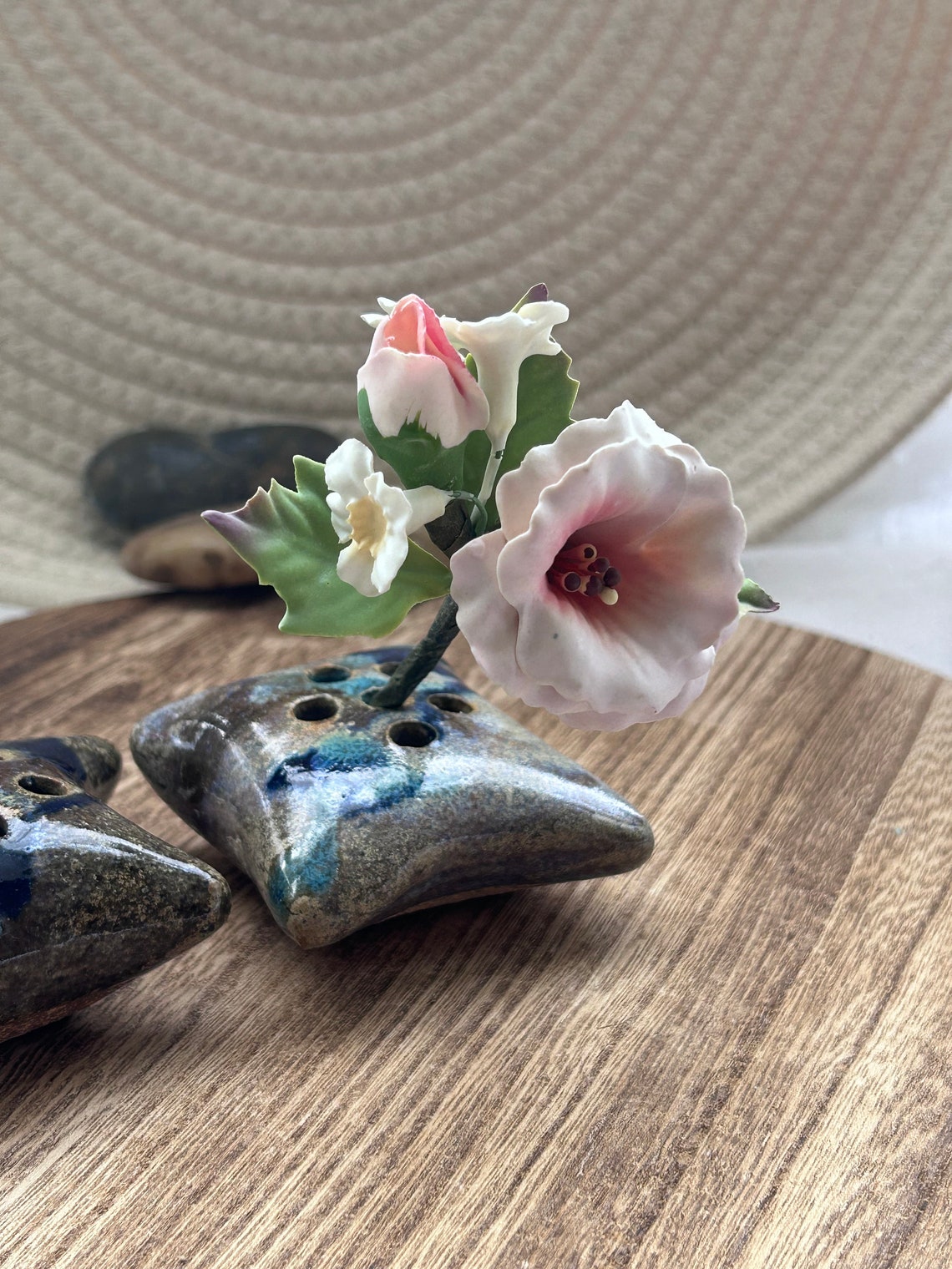 2 Small Pottery Flower Frogs Ikebana Vase - Etsy