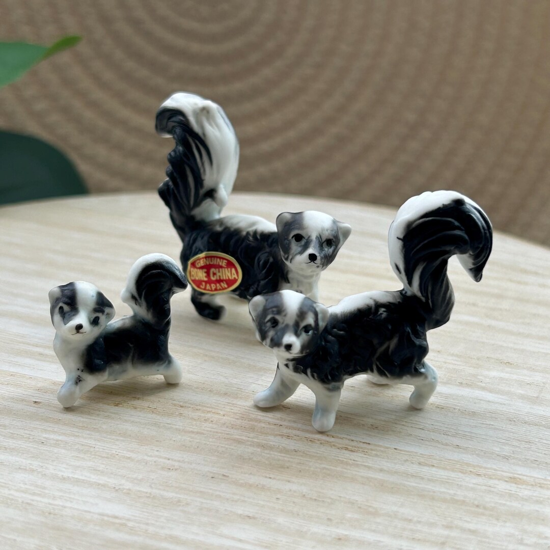 Vintage Miniature Skunk Family Figurines Bone China Made in Japan - Etsy
