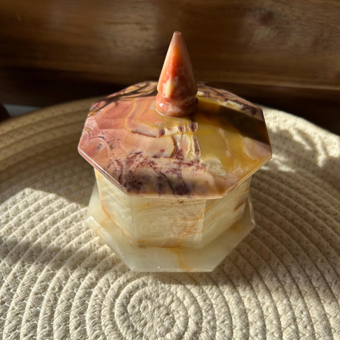 Vintage Footed Lidded Alabaster Onyx Box Stone Trinket Box - Etsy