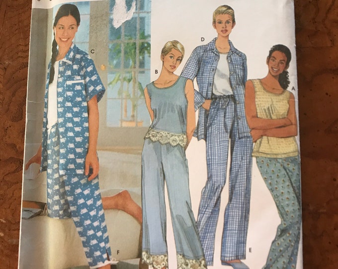 2000 Simplicity 9329 Sewing Pattern Womens Knit Pajama Pants, Top, Size ...