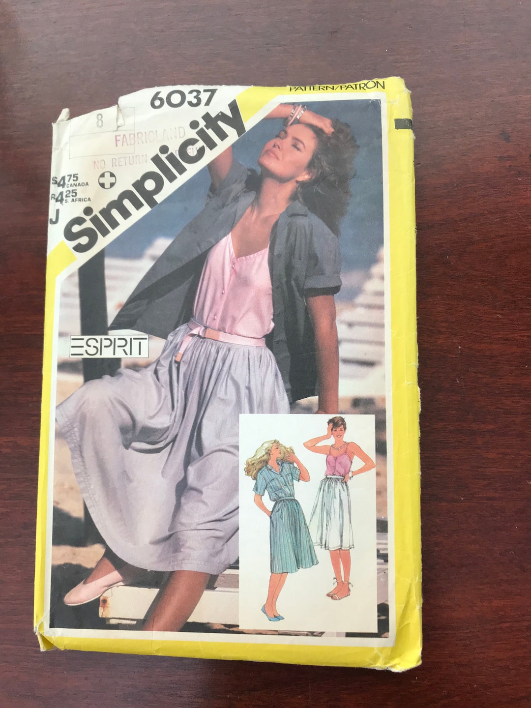 1983 Vintage Simplicity Skirt Camisole and Shirt 6037 Sewing Pattern ...
