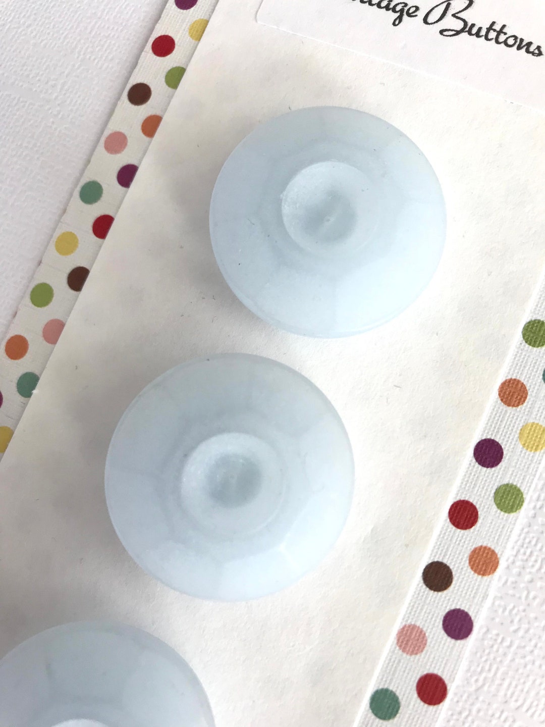 Pretty Pale Blue Frosted Buttons vintage Set of 3 29mm, Shank Buttons ...