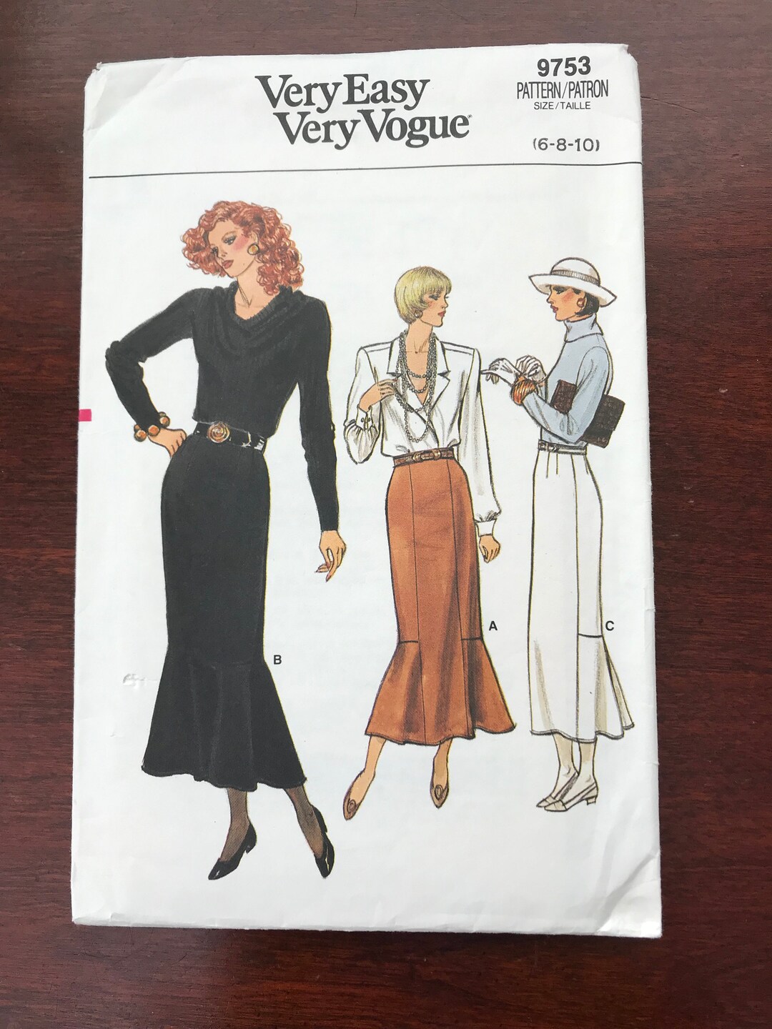 1986 Vintage Very Easy Vogue Skirt Sewing Pattern 9753 Size 6, 8 1986 ...
