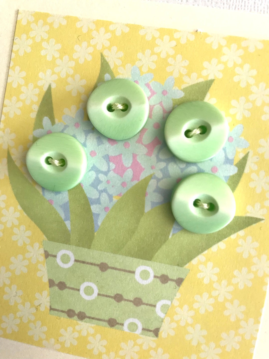 Beautiful Light Green 2 Hole Buttons Vintage Set of 4 - Etsy