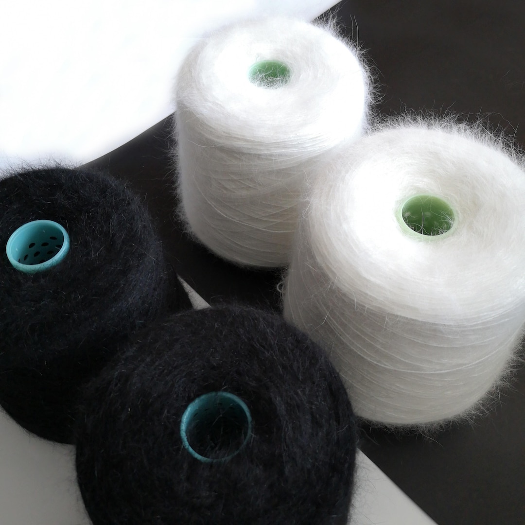 Angora Yarn, Bright White Angora Yarn, Hand Knitting 50 Gram Skein 425 ...
