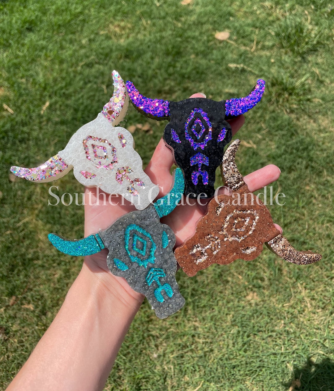 Glitter Bull Skull Car Freshie | Bull Skull Car Freshy | Bull Car ...