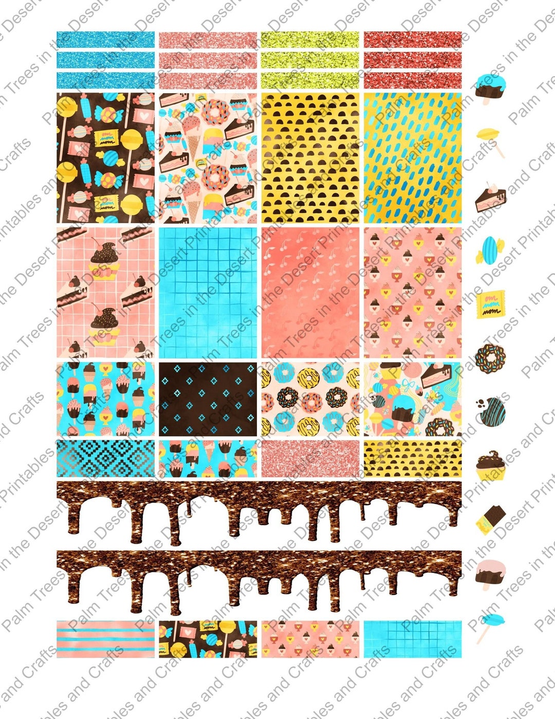 Sweets-printable Planner Stickers for Use With Erin Condren Sized ...