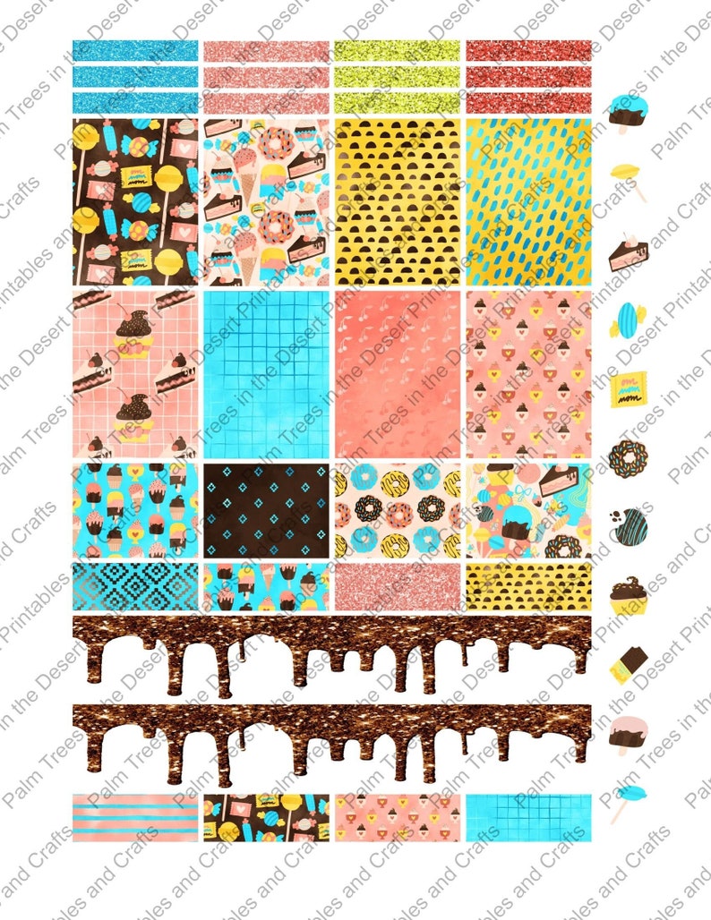 Sweets-printable Planner Stickers for Use With Erin Condren Sized ...