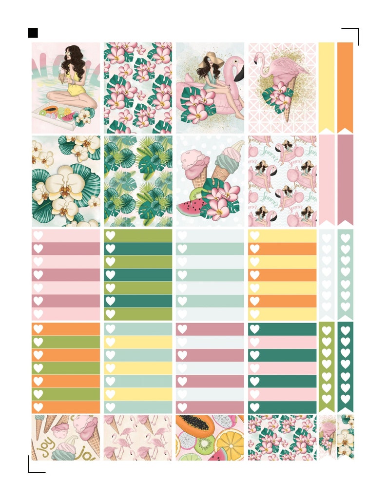 Summer Planner Stickers for Use With ECLP - Etsy
