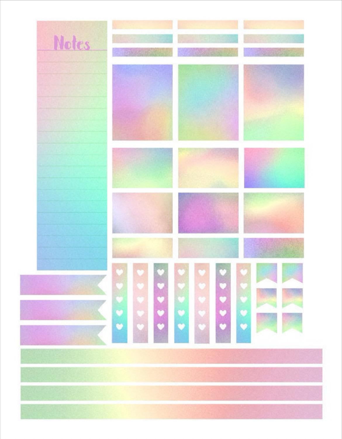 Printable Planner Sticker-pastel Rainbow-erin Condren Weekly Vertical ...